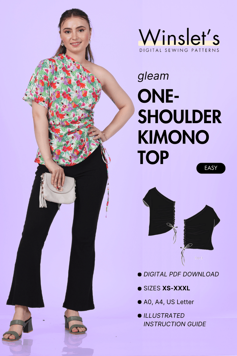 'Gleam' One-Shoulder Kimono Top Sewing Pattern| Winslet's – Winslet's Sewing Patterns
