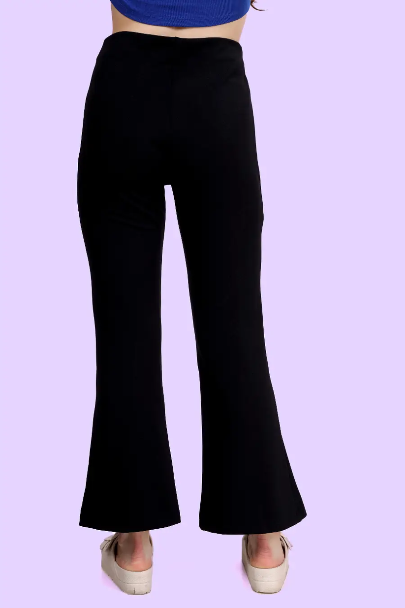 Flared Pants PDF Women's Trousers Sewing Pattern | High Waisted | Front Slit at hem | Knit ...