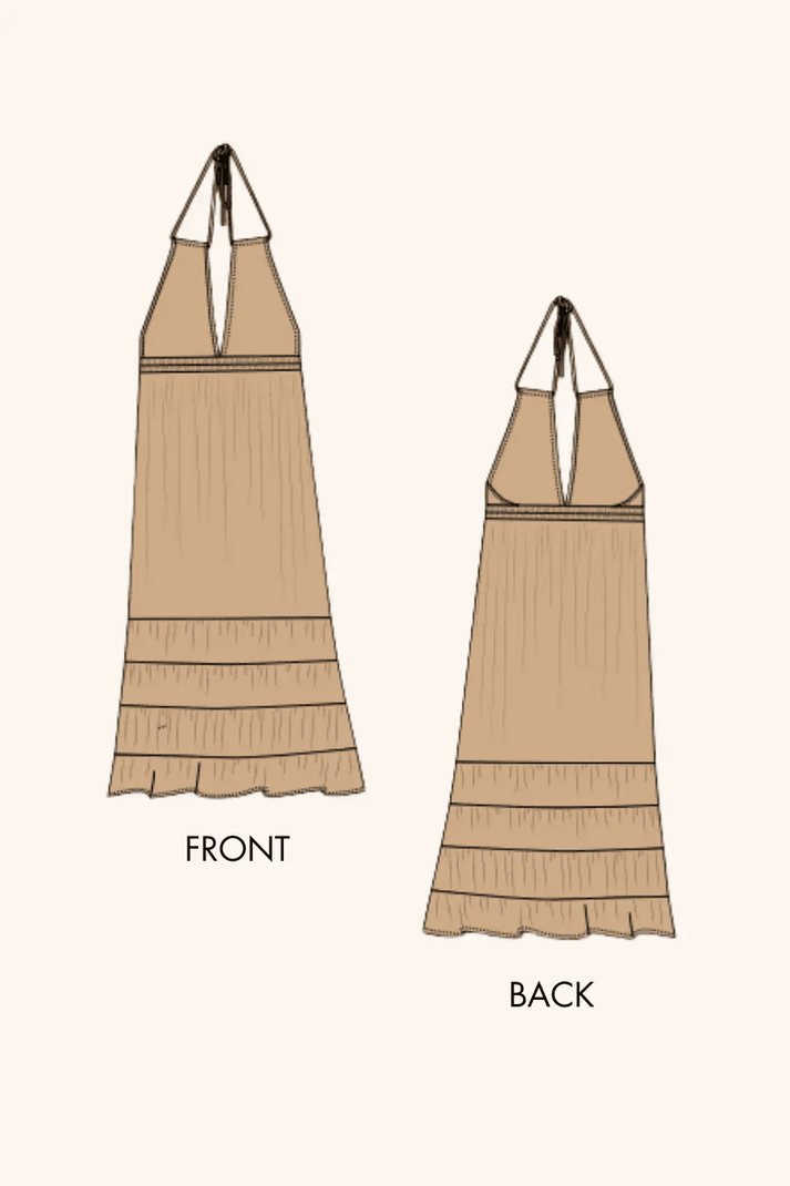 Halter Neck Maxi Dress PDF Women's Sewing Pattern | Plunging neckline ...