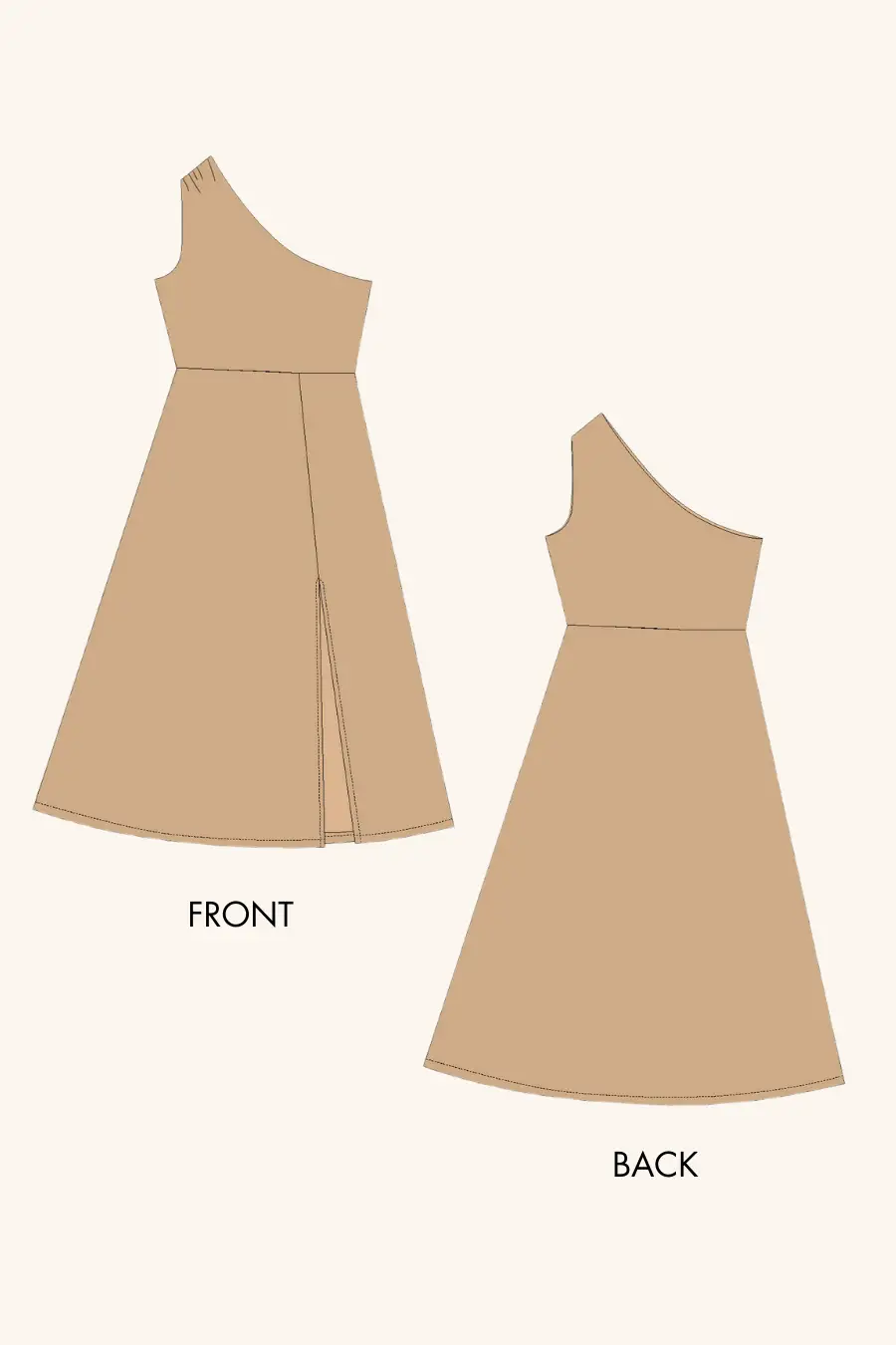 One Shoulder Dress PDF Sewing Pattern from Winslet's| Beginner Friendly ...