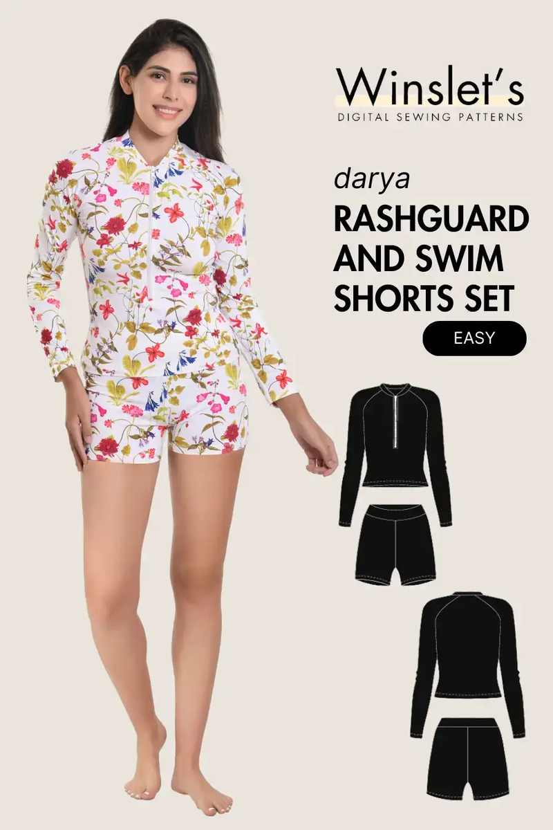 Rashguard Swim Shirt and Swim Shorts Set PDF Women's Beach Wear Sewing ...