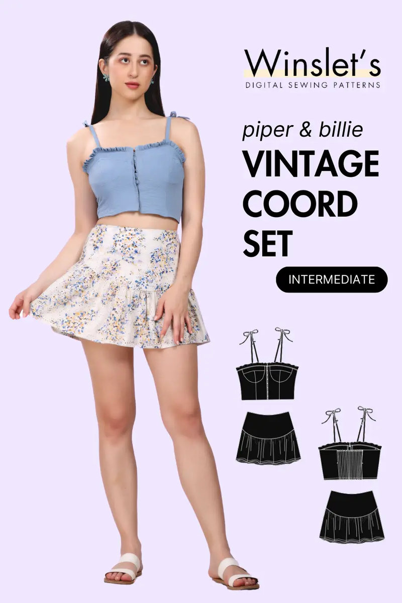 Vintage Coord Set Sewing Pattern – Strappy Bustier Top & Mini Flounce ...