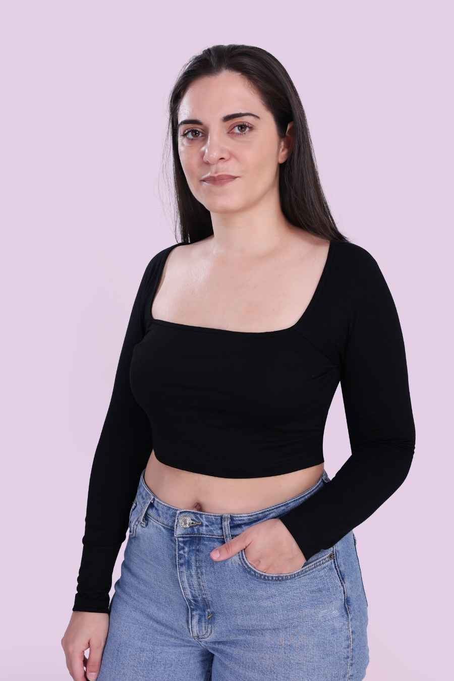 Square Neck Crop Top PDF Women's Sewing Pattern | Long Sleeves ...