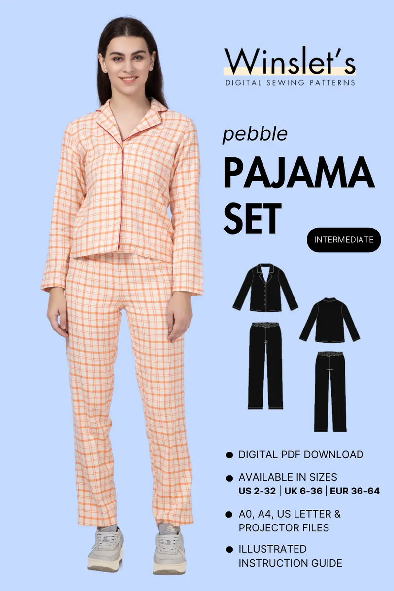 Pajama Set Sewing Pattern from Winslet's| Sizes: US 2-32, UK 6-36, EU ...