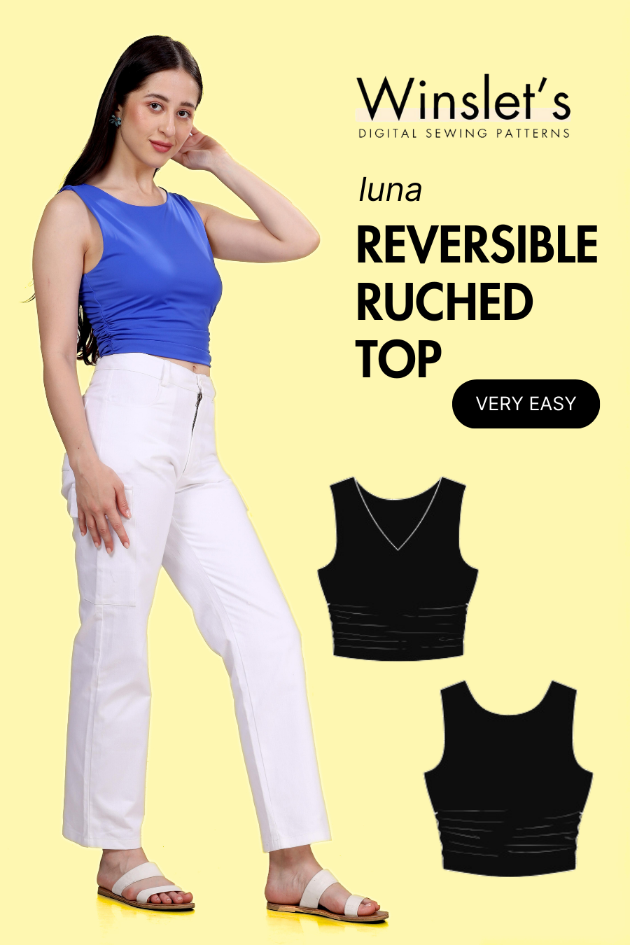 Reversible Ruched Top PDF Women's Sewing Pattern | Sleeveless | Round ...