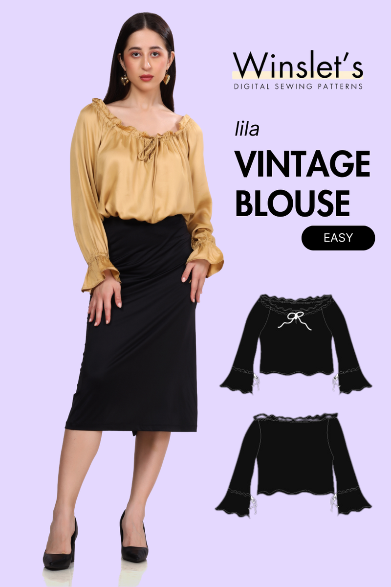 Vintage Blouse PDF Women's Cottagecore Top Sewing Pattern | Long ...