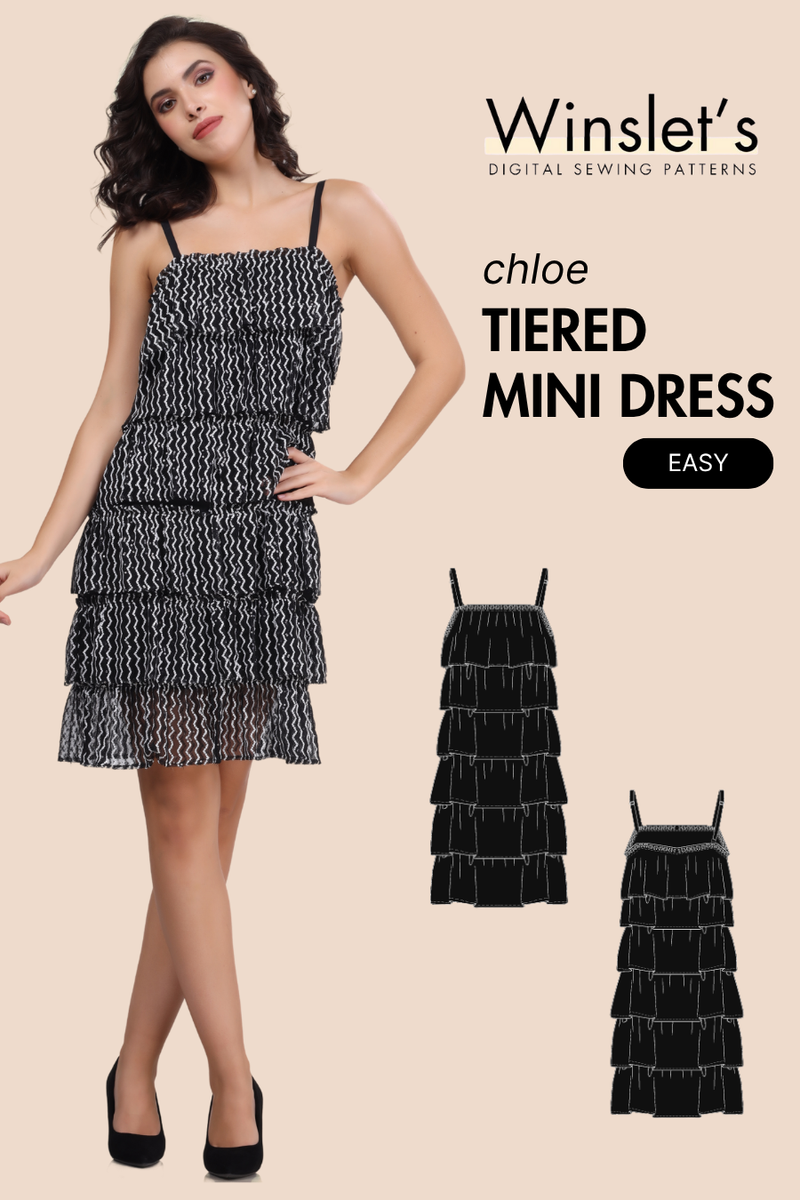 Tiered Mini Dress PDF Women's Party Wear Sewing Pattern | Sleeveless | Strappy | Shift Dress ...