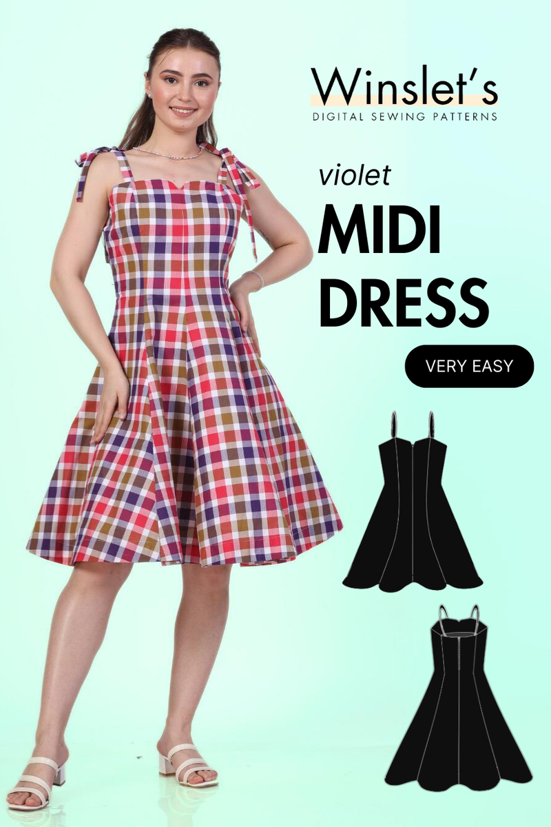 Midi Dress PDF Women's Sewing Pattern | Sleeveless | Adjustable Tie ...