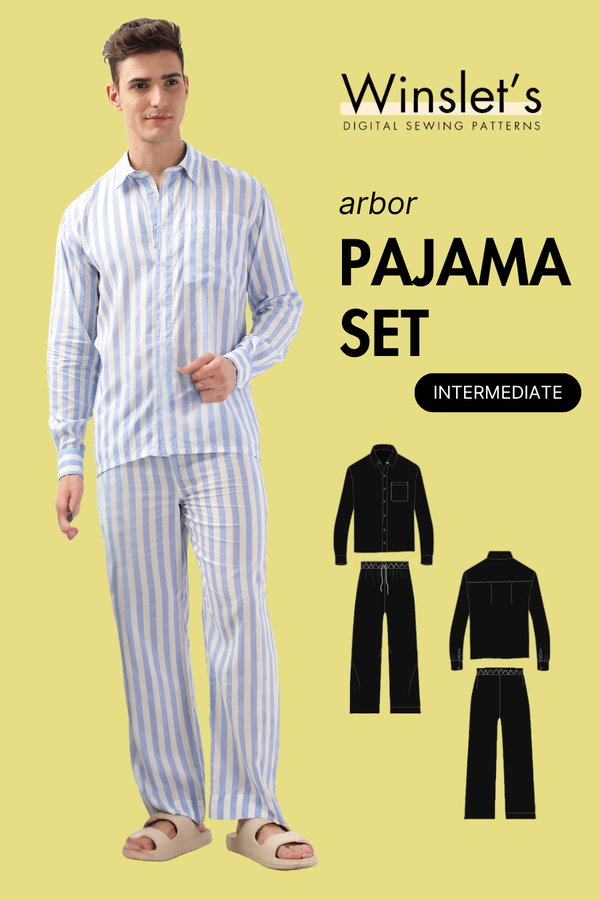 Pajama Set Men's PDF Coord Sewing Pattern | Long Sleeves | Point Collar ...