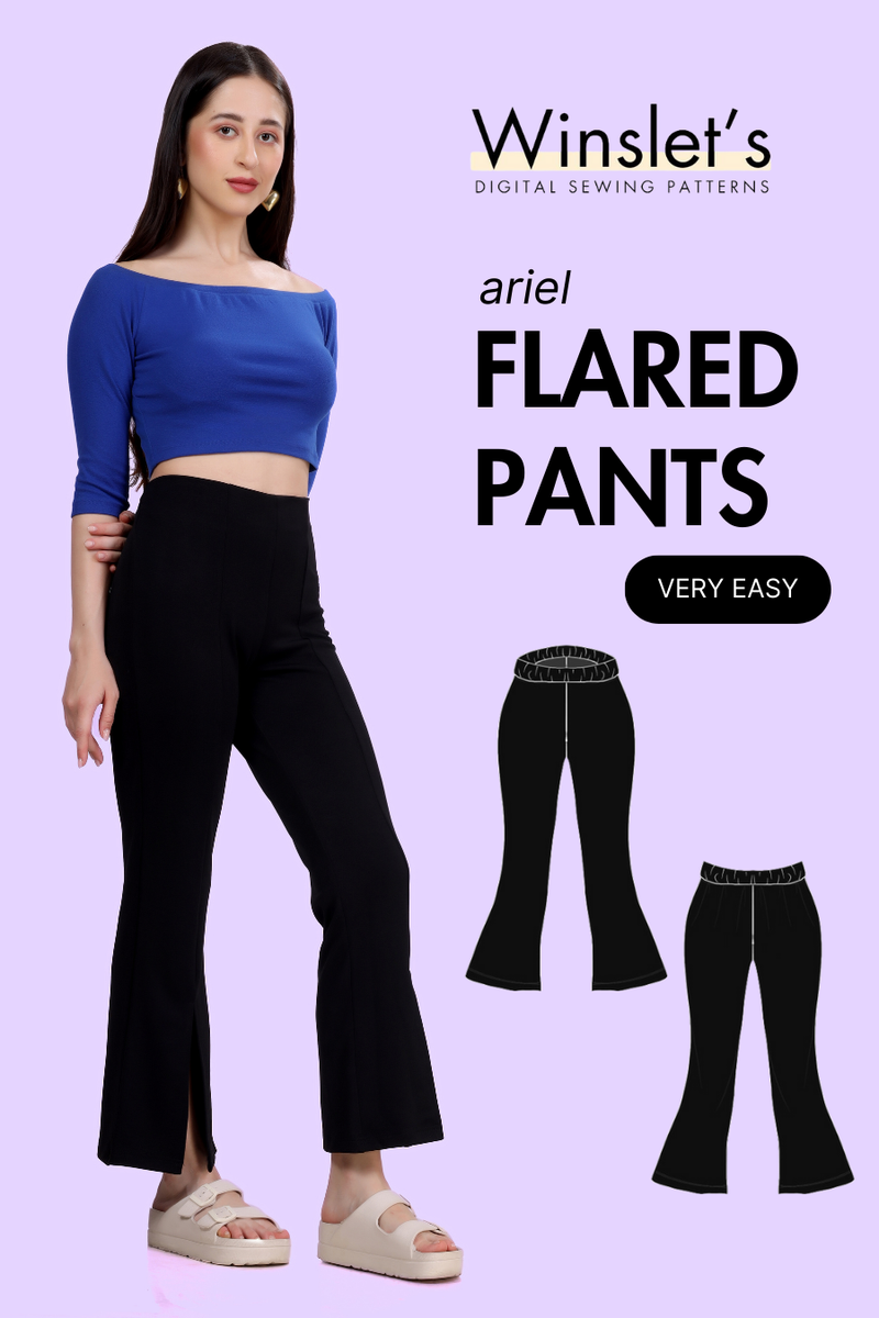 Flared Pants PDF Women's Trousers Sewing Pattern | High Waisted | Front ...