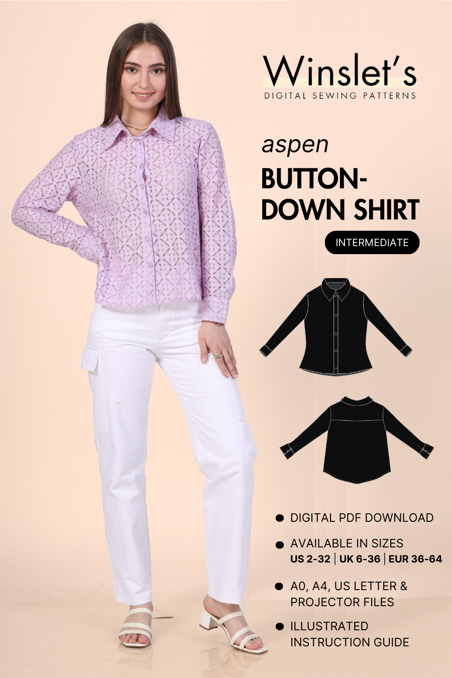 Winslet's Patterns 'Aspen' Button Down Shirt Sewing Pattern