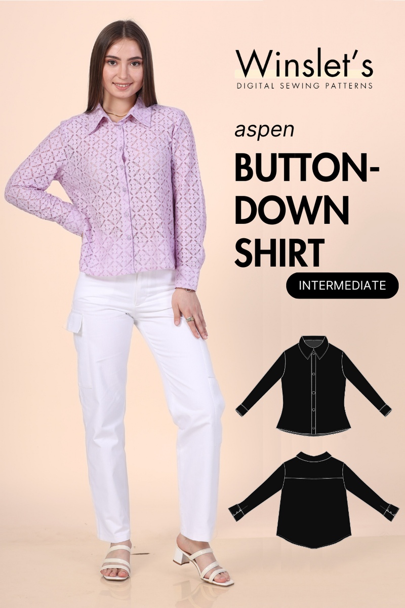 Button Down Shirt PDF Women's Top Sewing Pattern | Long Sleeves ...