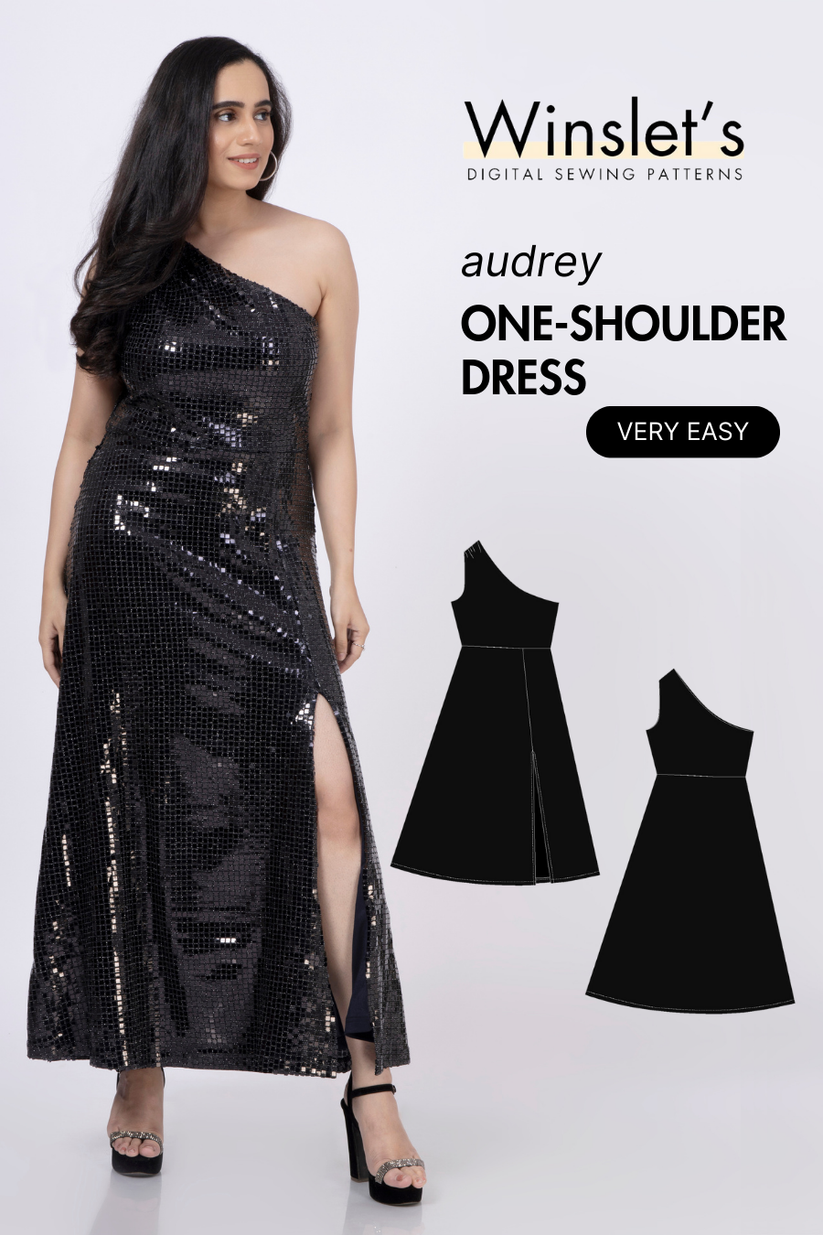 One Shoulder Women's Maxi Dress PDF Sewing Pattern | Sleeveless | Thigh ...