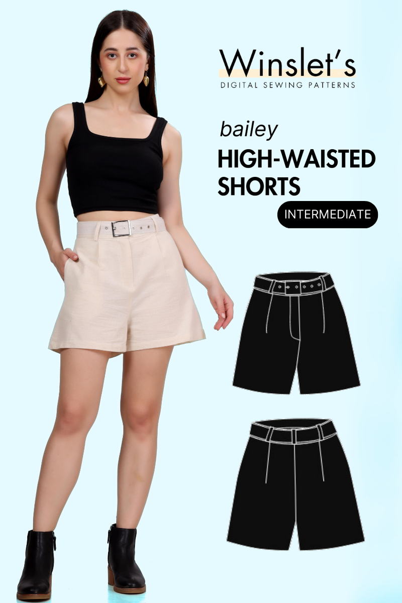 High Waisted Shorts Sewing Pattern 'Bailey' | Women's PDF Pattern ...