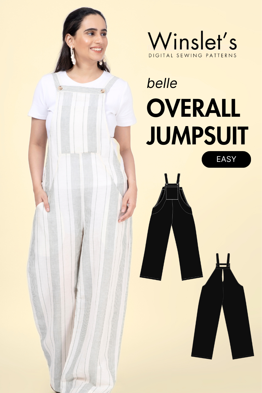 Overalls Jumpsuit PDF Women's Sewing Pattern | Strappy | Bib Overall ...