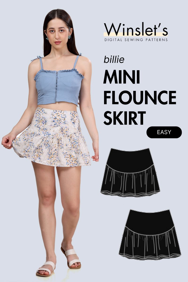 Flounce Skirt Sewing Pattern 'Billie' | Women's PDF Mini Skirt Pattern ...