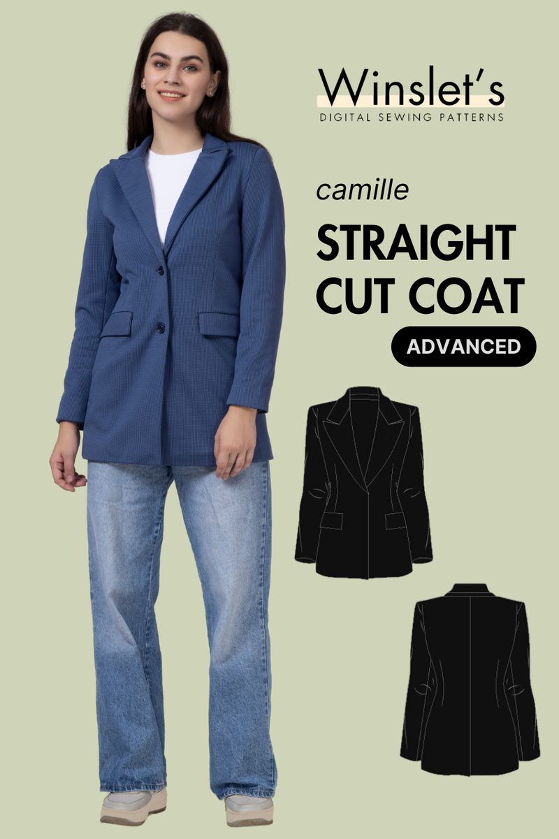Straight Cut Coat PDF Women's Jacket Sewing Pattern | Long Sleeves ...