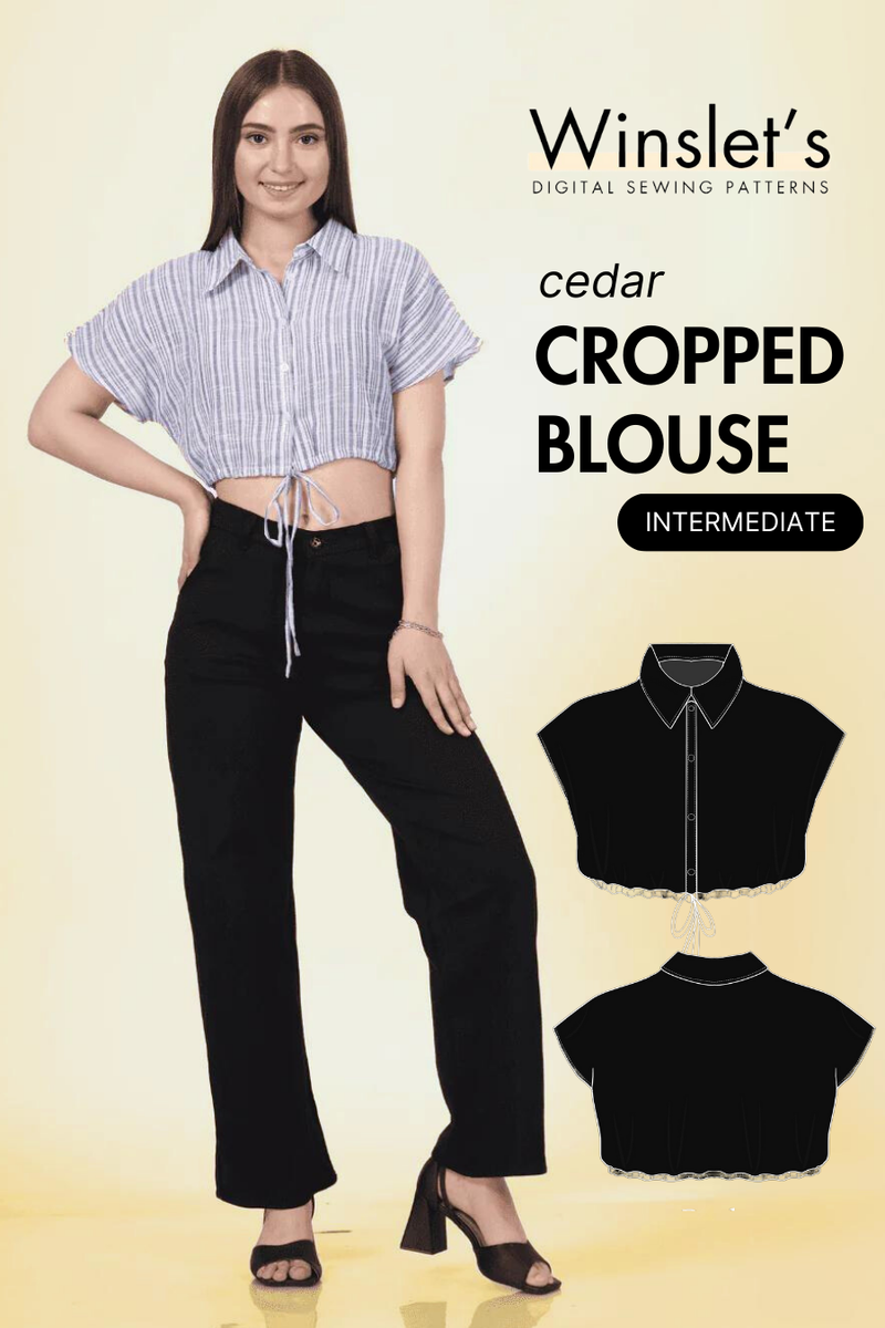 Cropped Blouse PDF Women's Top Sewing Pattern | Short Sleeves ...