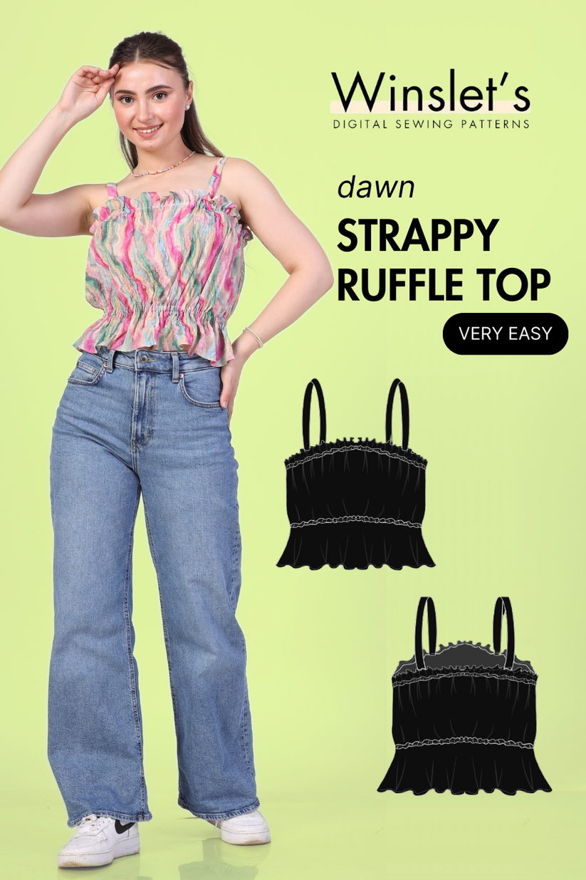 Strappy Ruffle Top PDF Women's Blouse Sewing Pattern | Sleeveless ...