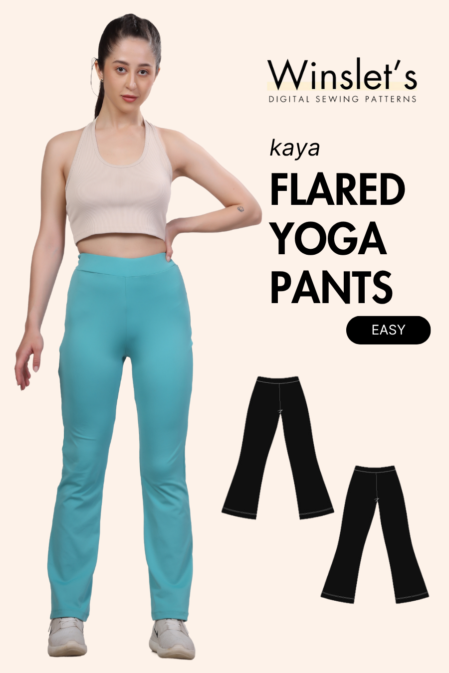 Yoga Pants PDF Women's Activewear Sewing Pattern | Flared Hem | High ...