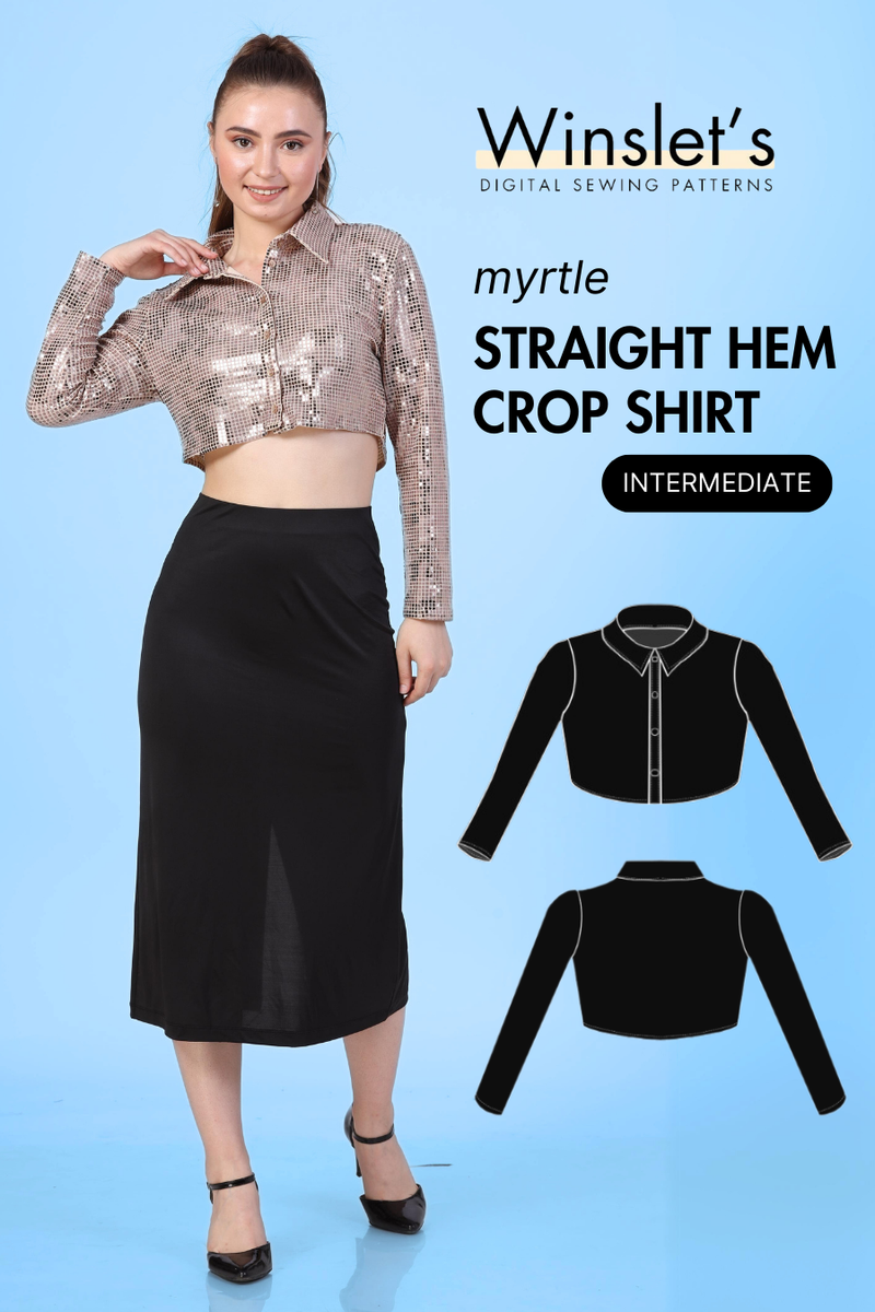 Basic Crop Shirt PDF Women's Top Sewing Pattern | Long Sleeves ...
