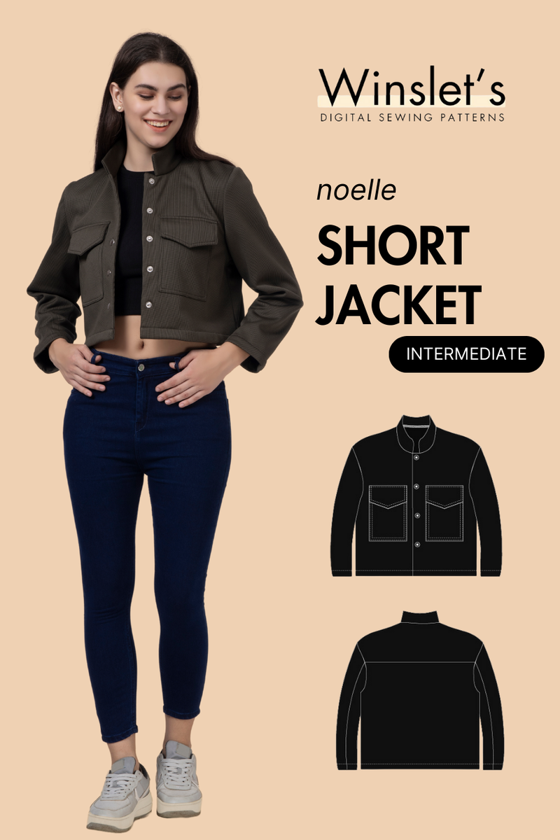 Short Jacket PDF Women's Sewing Pattern | Long Sleeves | Stand Collar ...