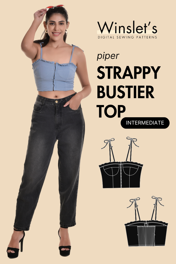 Strappy Bustier Cottagecore Crop Top PDF Women's Vintage Blouse Sewing ...