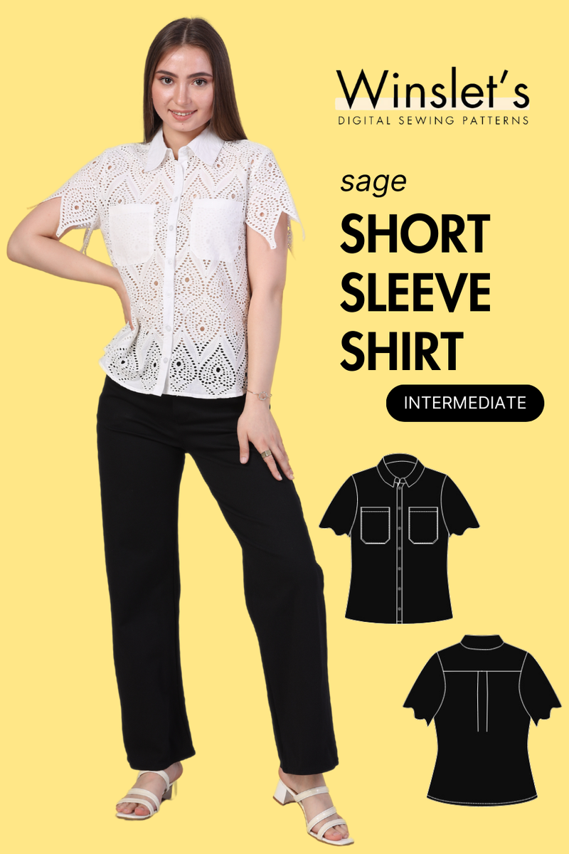 Short Sleeves Shirt PDF Women's Top Sewing Pattern | Point Collar ...