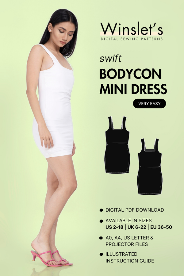 Bodycon Mini Dress PDF Sewing Pattern from Winslet's| Beginner Friendly ...