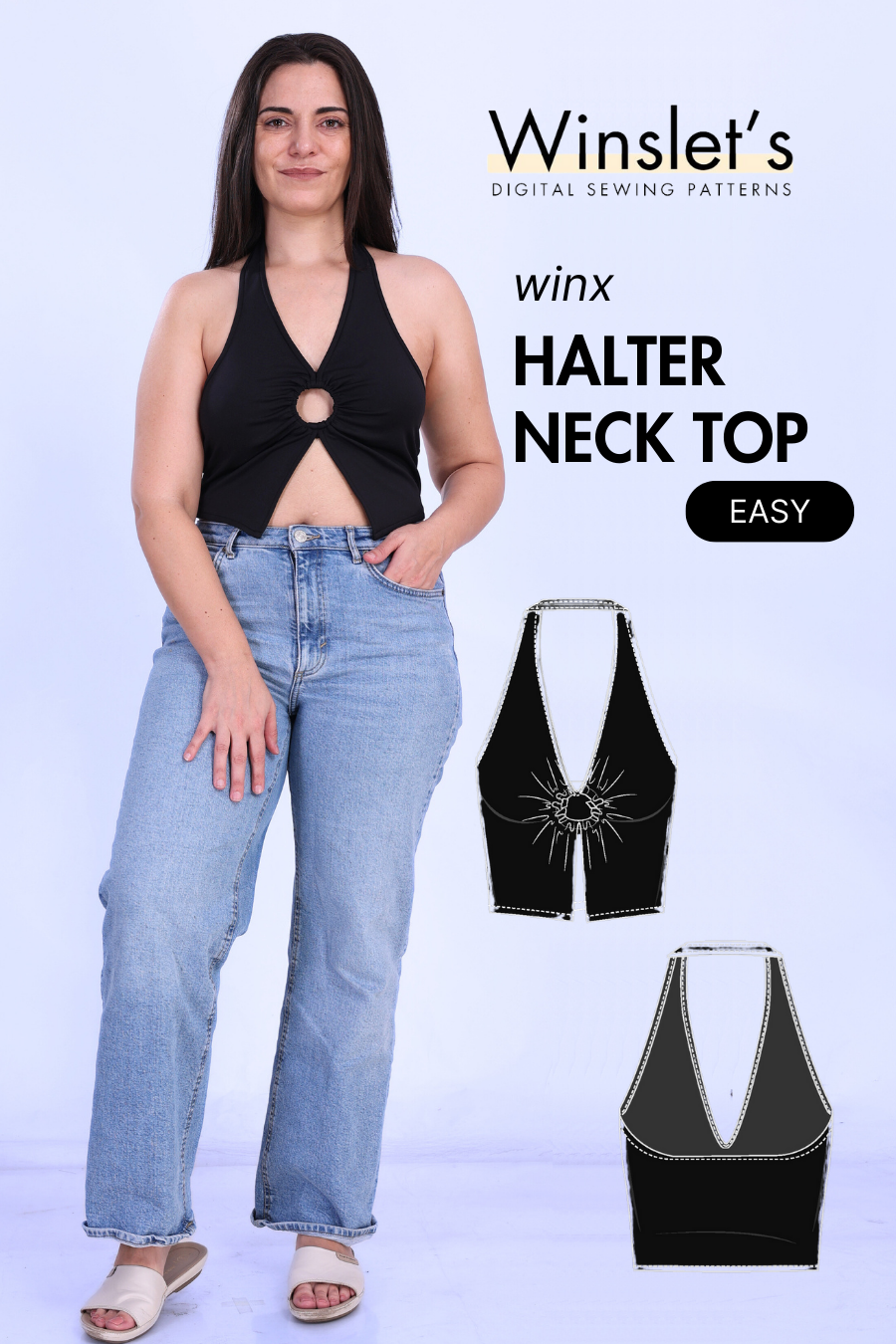 Halter Neck PDF Women's Crop Top Sewing Pattern | Sleeveless | Backless ...